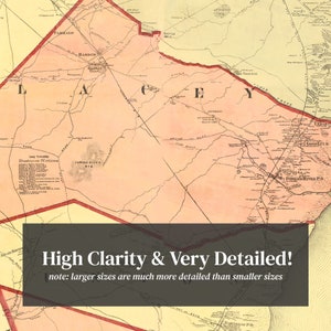 Ocean County Map 1872, Vintage Ocean County Map, Old Ocean County New ...