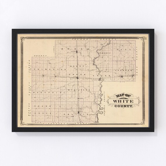 White County IN Map 1876 Old Map of Monticello Indiana Art - Etsy