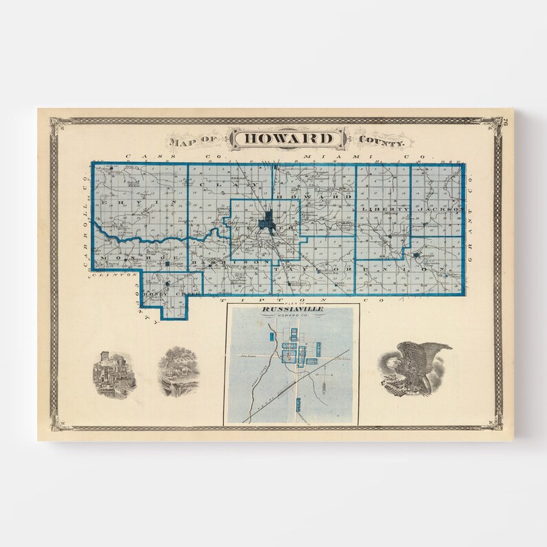 Howard County Map 1876, Vintage Howard County Map, Old Howard County ...