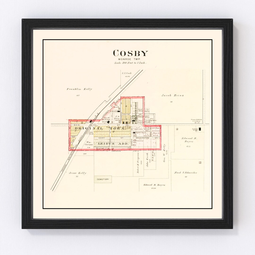 Cosby Map 1909 Old Map of Cosby Missouri Art Vintage Print Framed ...