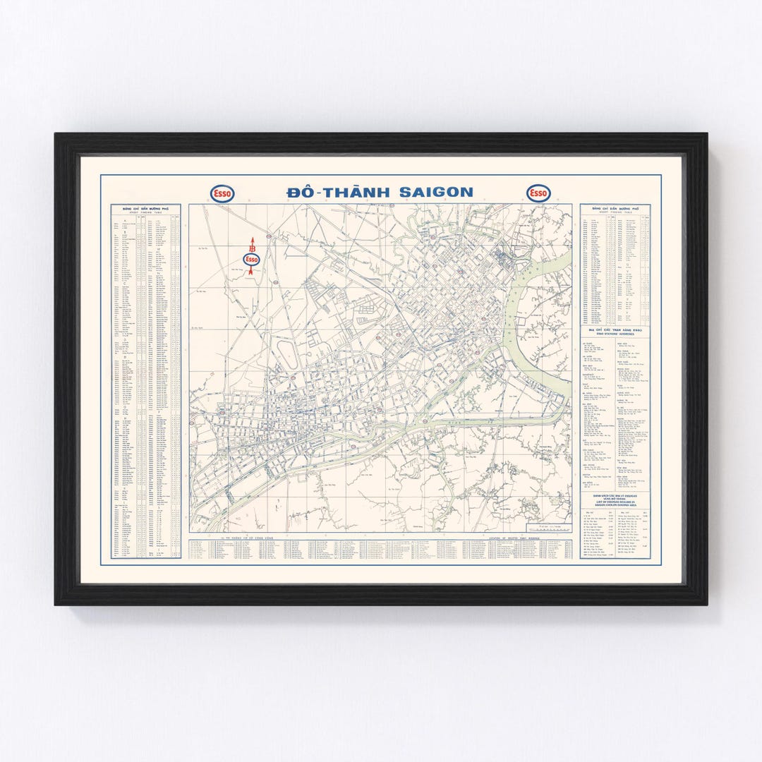 Saigon Map 1968, Vintage Saigon Map, Old Saigon Art, Wall Art Gift for ...