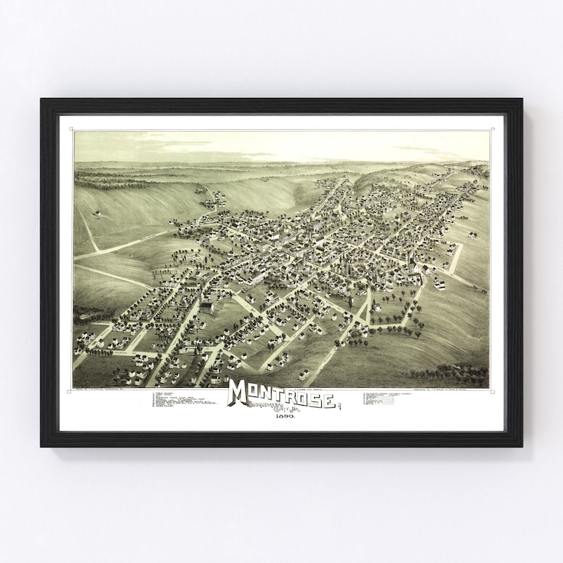 Montrose Map 1890, Vintage Montrose Map, Old Montrose Pennsylvania Art ...
