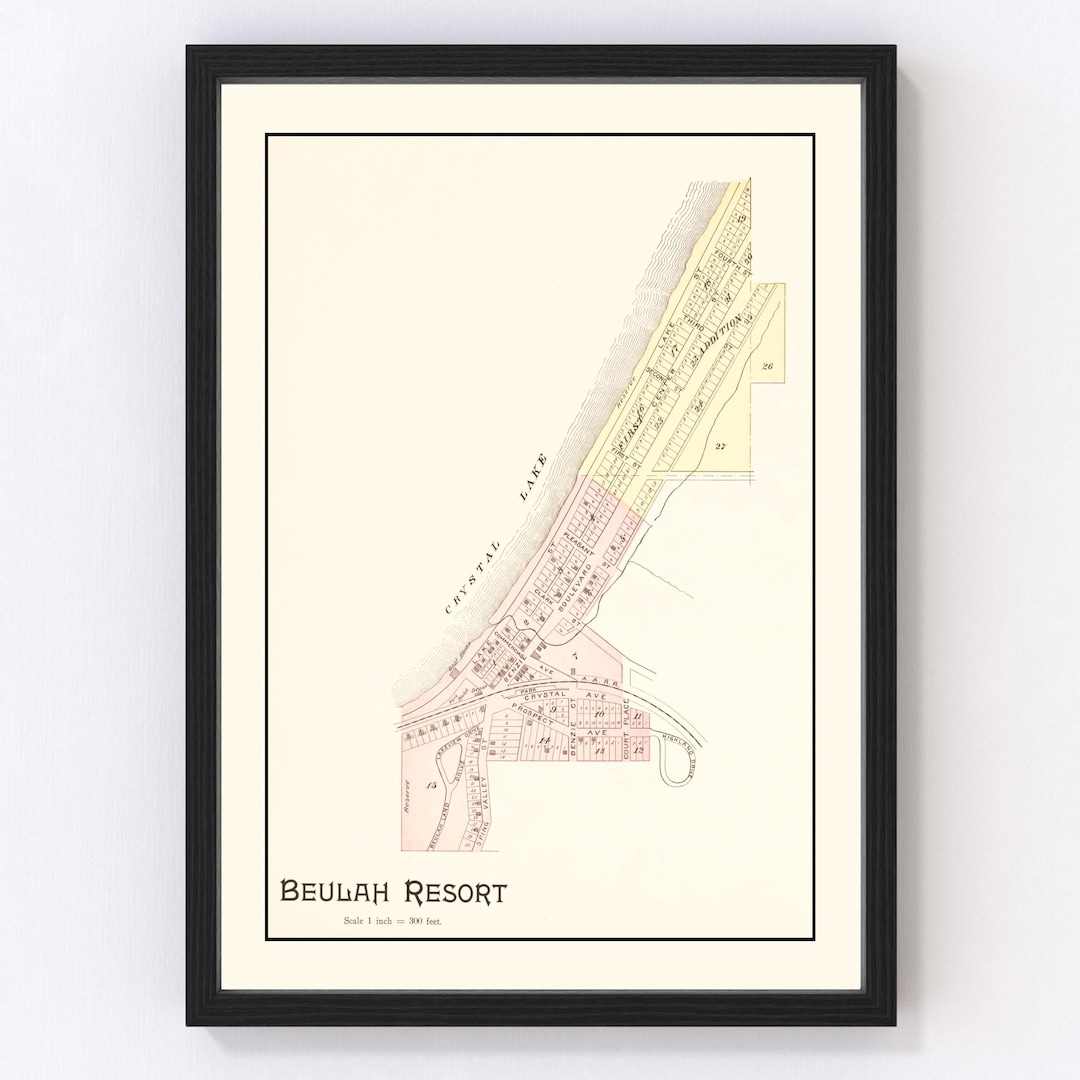 Beulah Resort Map 1901, Vintage Beulah Resort Map, Old Beulah Resort ...