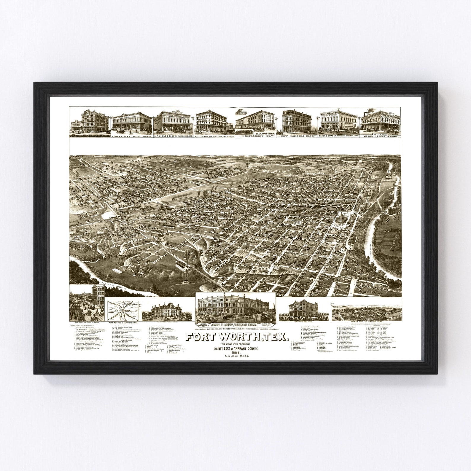 Fort Worth Map 1886 Old Map of Fort Worth Texas Art Vintage - Etsy
