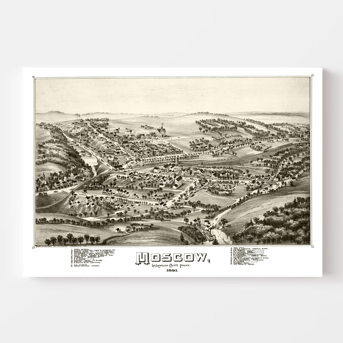 Moscow Map 1891 Old Map of Moscow Pennsylvania Art Vintage - Etsy