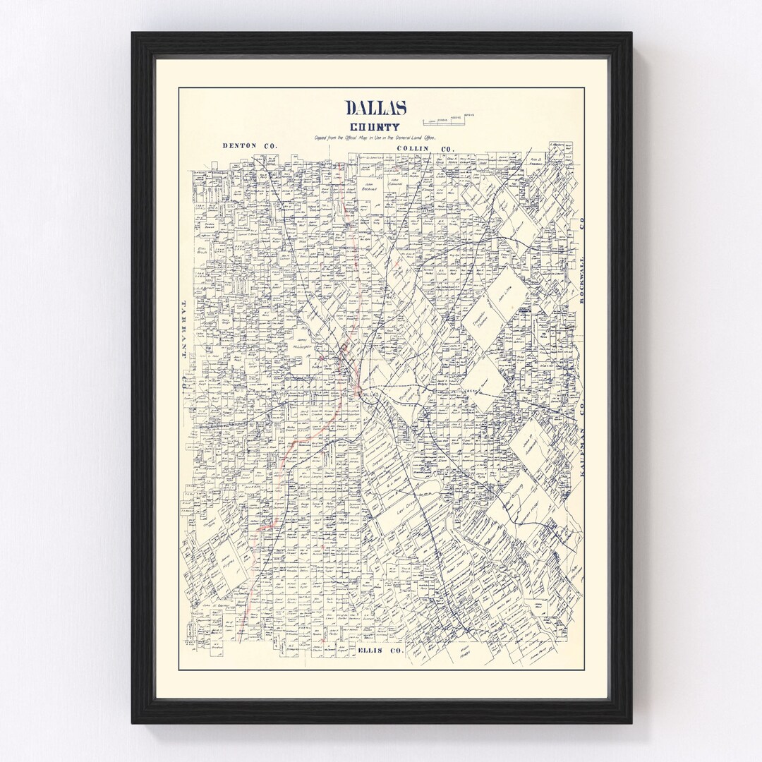 Dallas County Map 1890, Vintage Dallas County Map, Old Dallas County ...