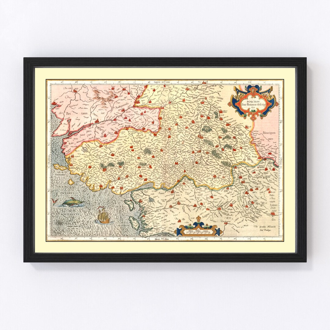 Poitou France Map 1623 Old Map of Poitou France France Art Vintage ...
