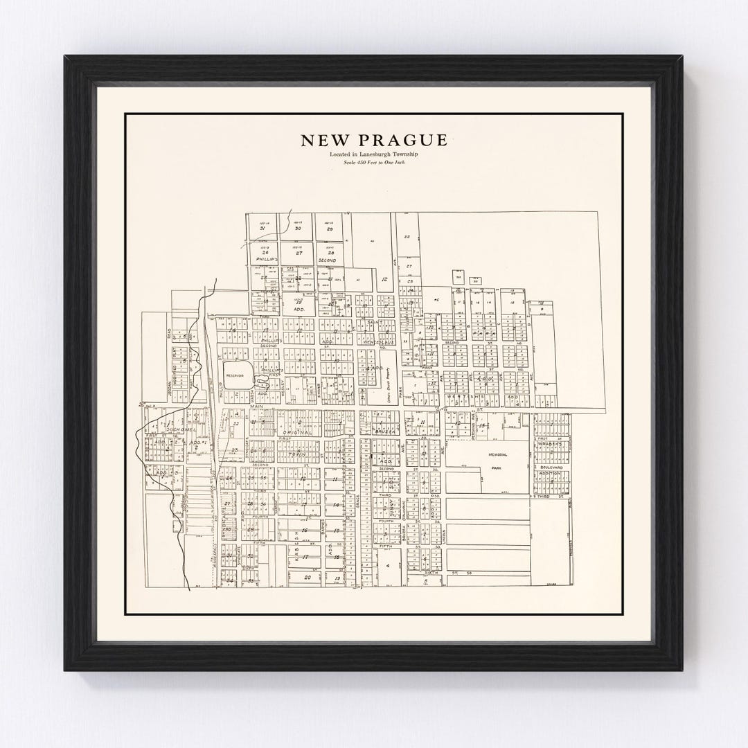 New Prague Map 1928, Vintage New Prague Map, Old New Prague Minnesota ...