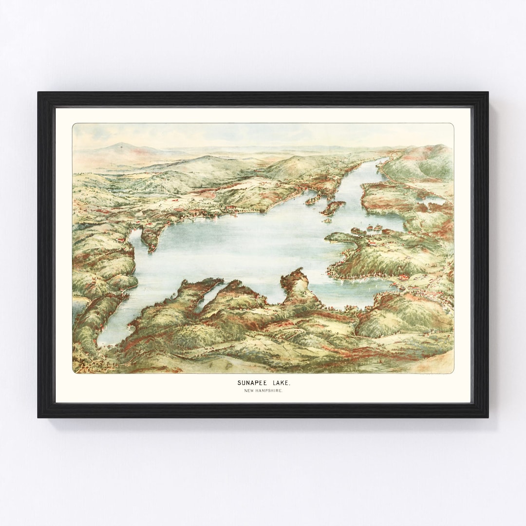 Sunapee Lake Map 1905 - Old Map of Sunapee Lake Art Vintage Print ...