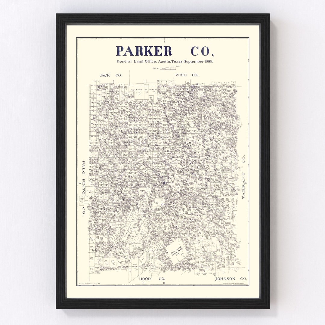Parker County Map 1889, Vintage Parker County Map, Old Parker County ...