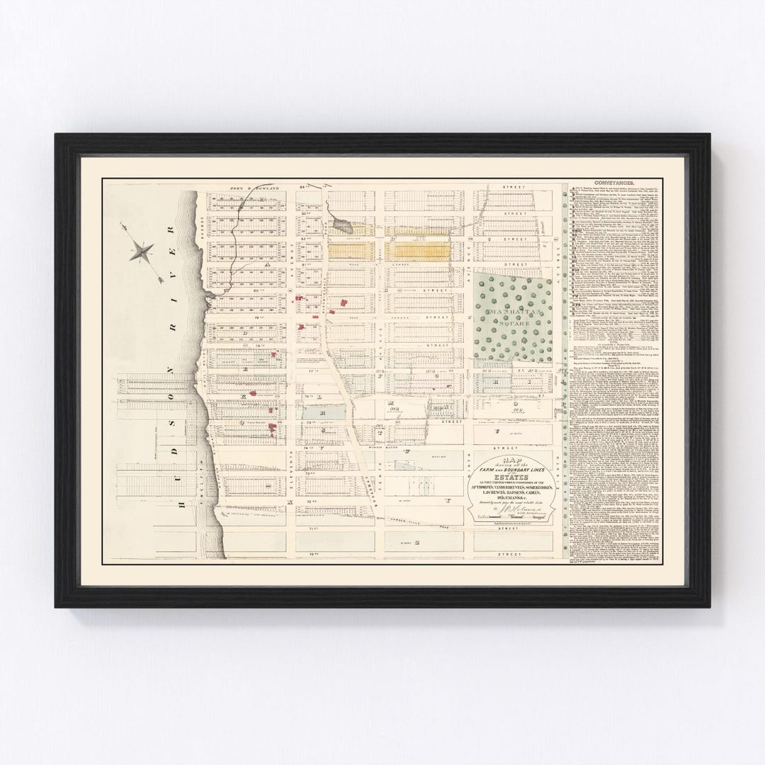 Upper West Side Map 1874 Old Map of Upper West Side Art Vintage Print ...