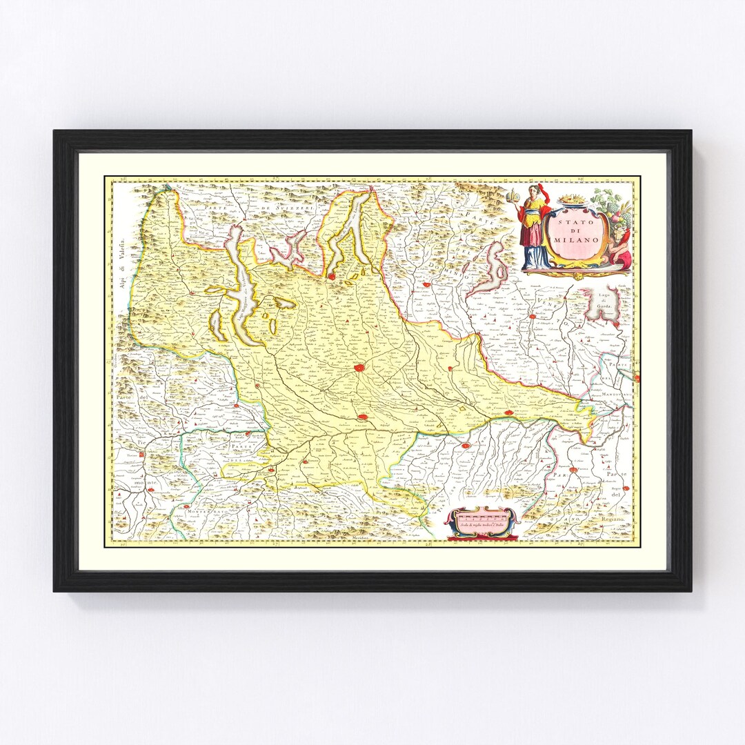 Milan Map 1665, Vintage Milan Map, Old Milan Art, Wall Art Gift for ...