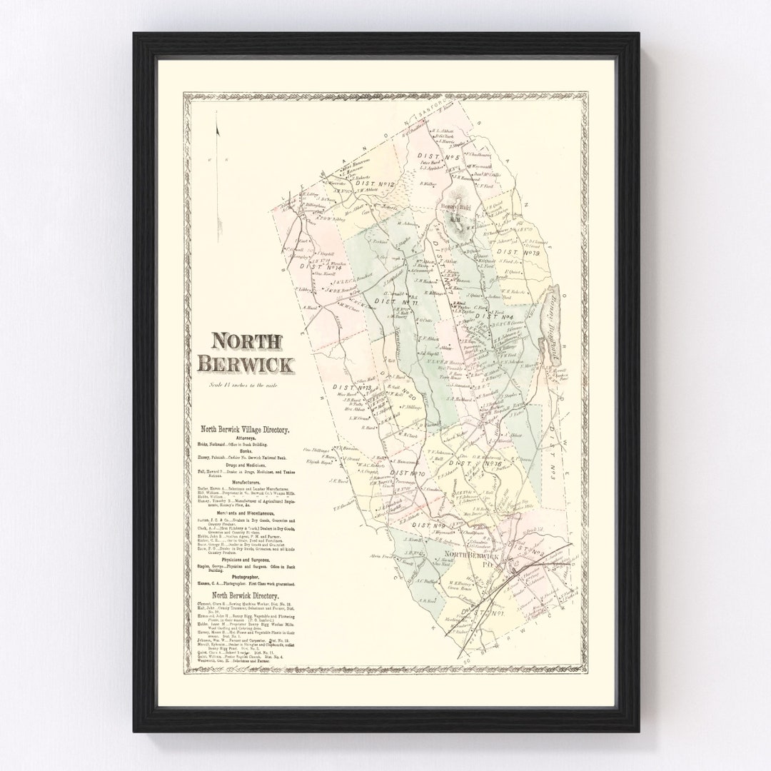 North Berwick Map 1872 Old Map of North Berwick Pennsylvania Art ...