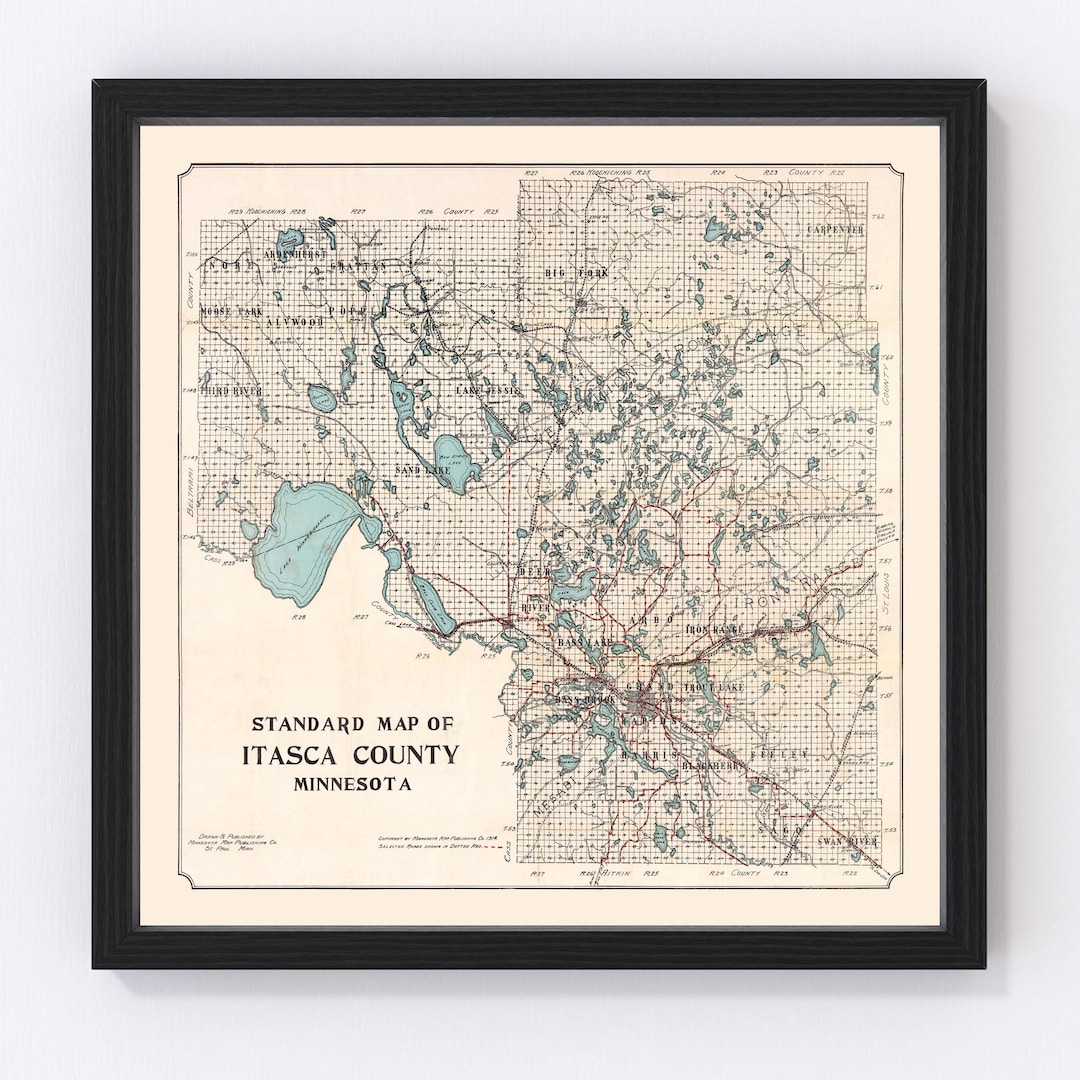 Itasca County Map 1914, Vintage Itasca County Map, Old Itasca County ...