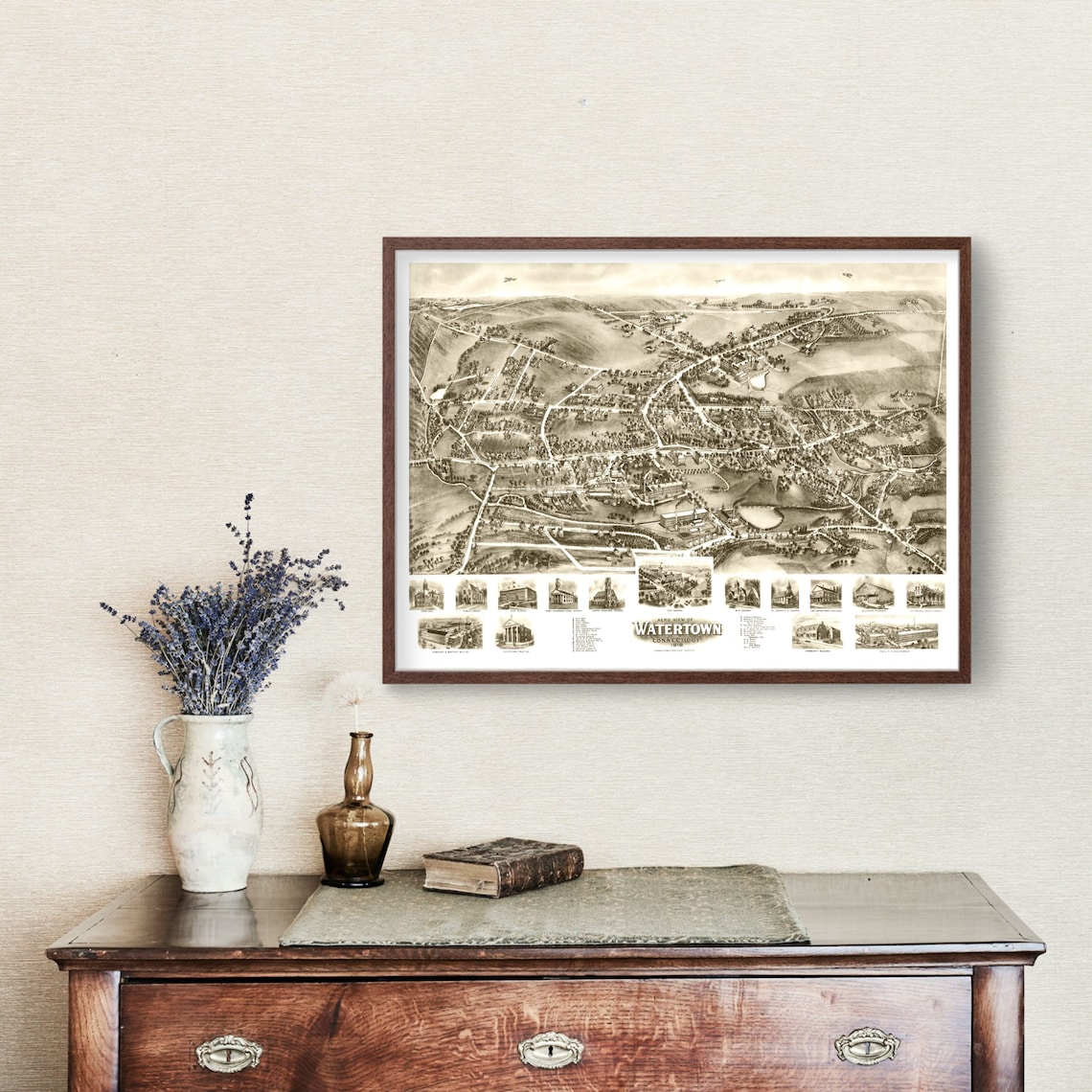 Watertown Map 1918 Old Map of Watertown Connecticut Art - Etsy