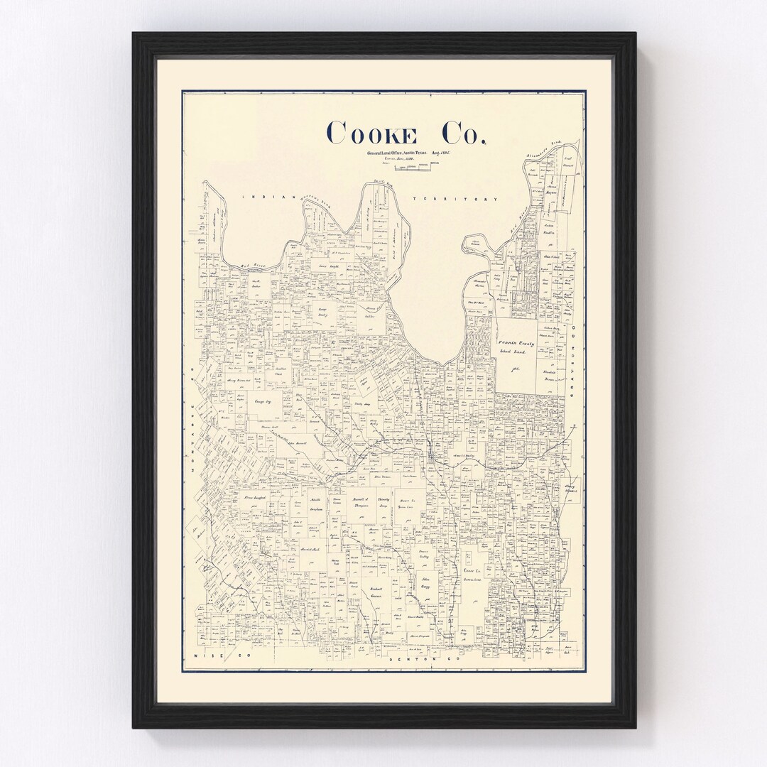 Cooke County Map 1899, Vintage Cooke County Map, Old Cooke County Texas ...