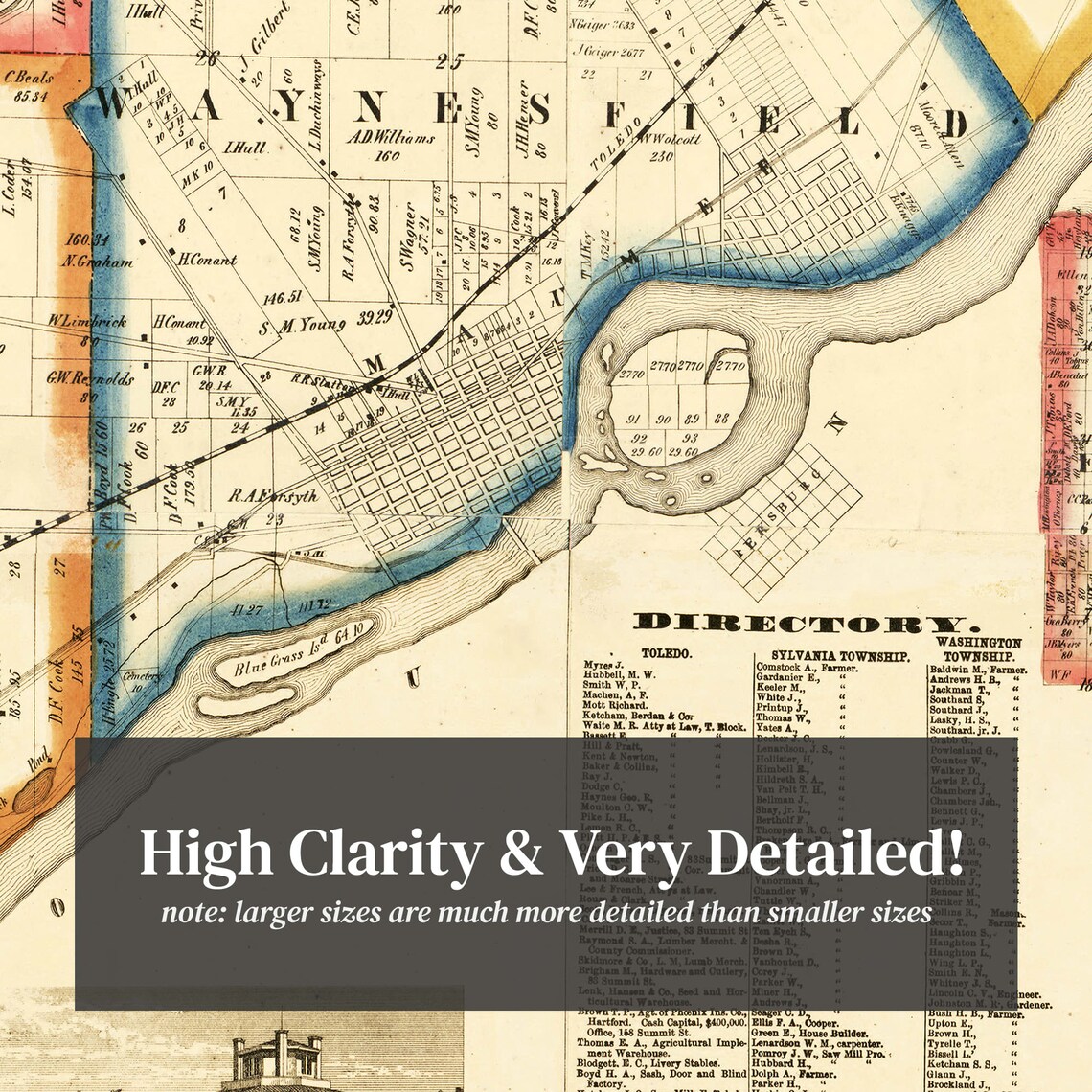 Lucas County Ohio Map 1861 Old Map of Lucas County Ohio Art - Etsy