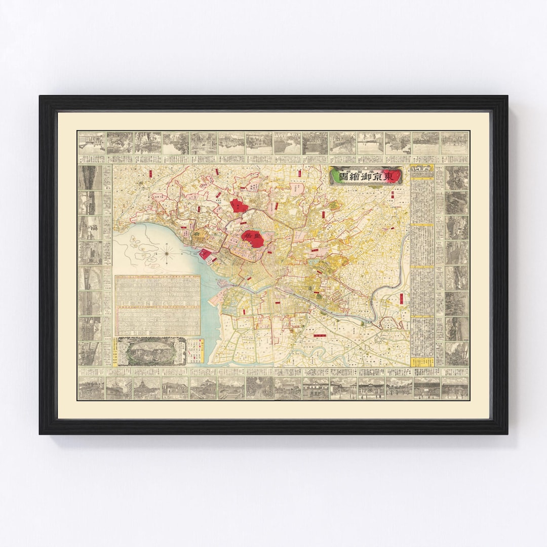 Tokyo Map 1881, Vintage Tokyo Map, Old Tokyo Art, Wall Art Gift for ...