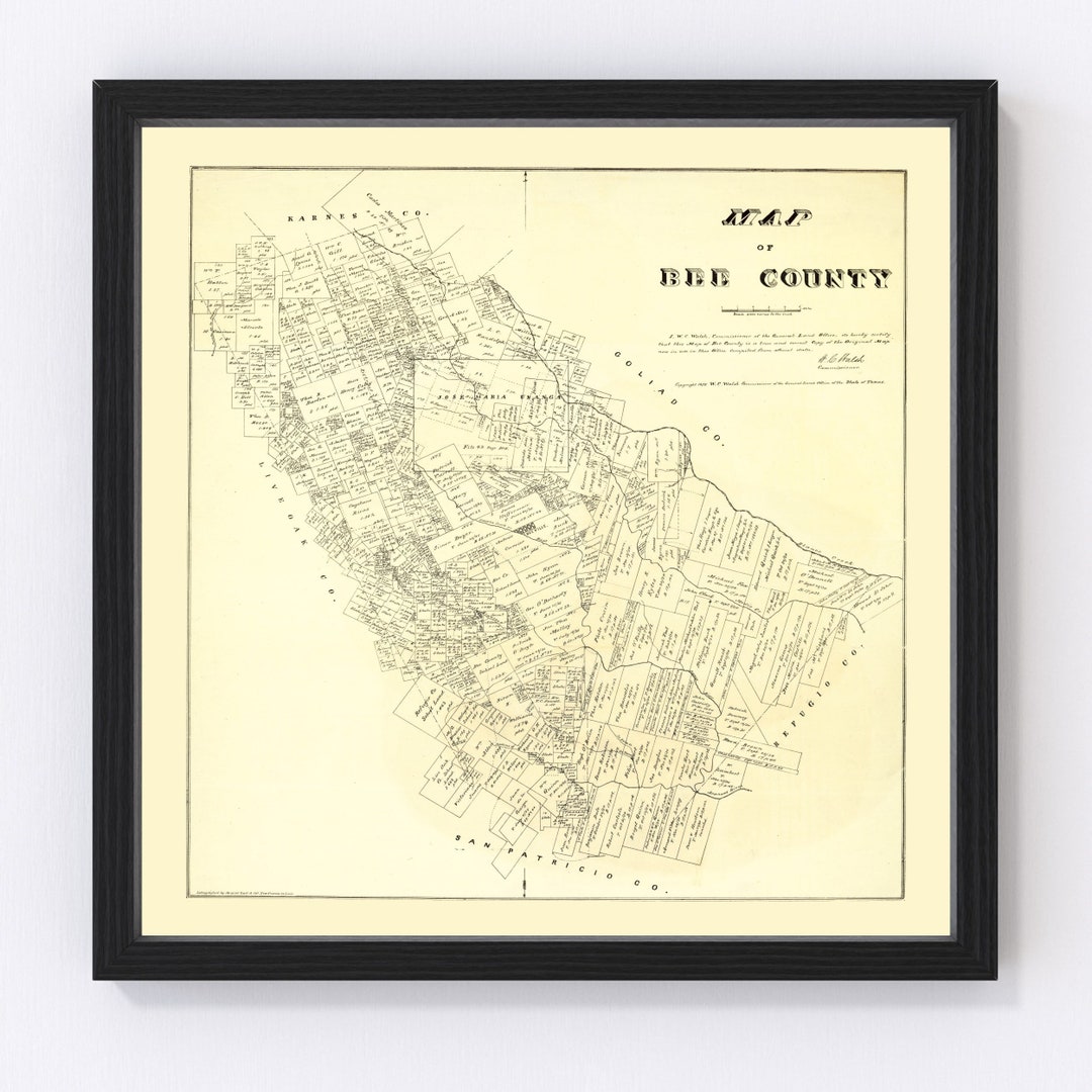 Bee County Texas Map 1879 Old Map of Bee County Texas Art Vintage Print ...