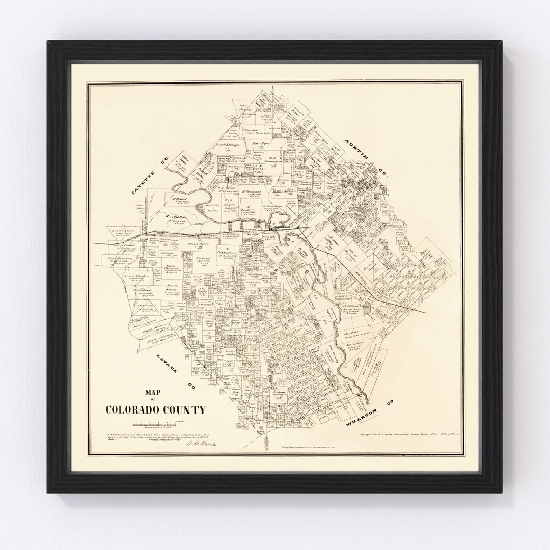 Colorado County Texas Map 1880 - Old Map of Colorado County Texas Art ...