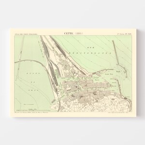 Sète Map 1886 - Old Map of Sète France Art Vintage Print Framed Wall ...