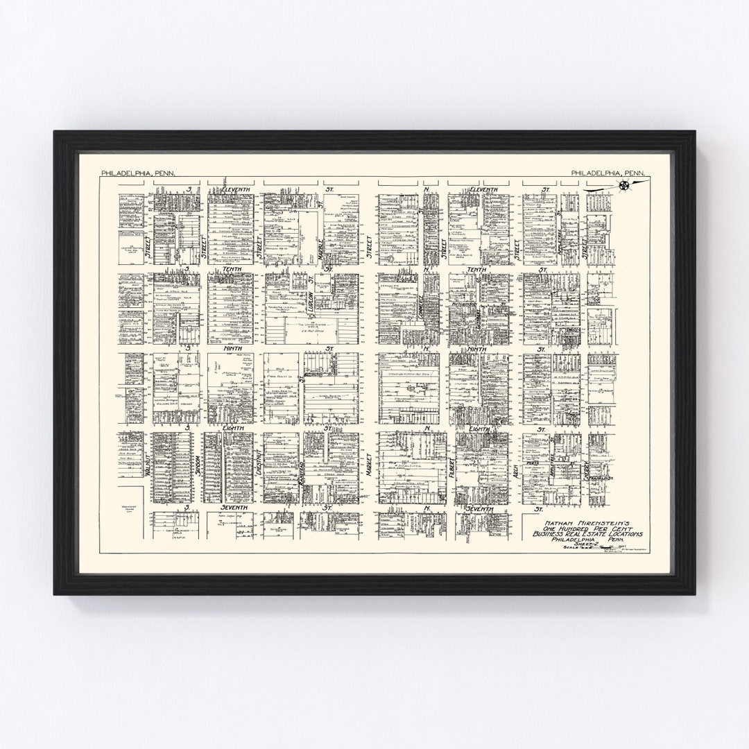 Philadelphia Map 1929 Old Map of Philadelphia Business Section ...