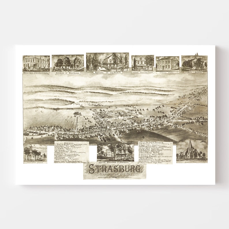 Strasburg Map 1903, Vintage Strasburg Map, Old Strasburg Pennsylvania ...
