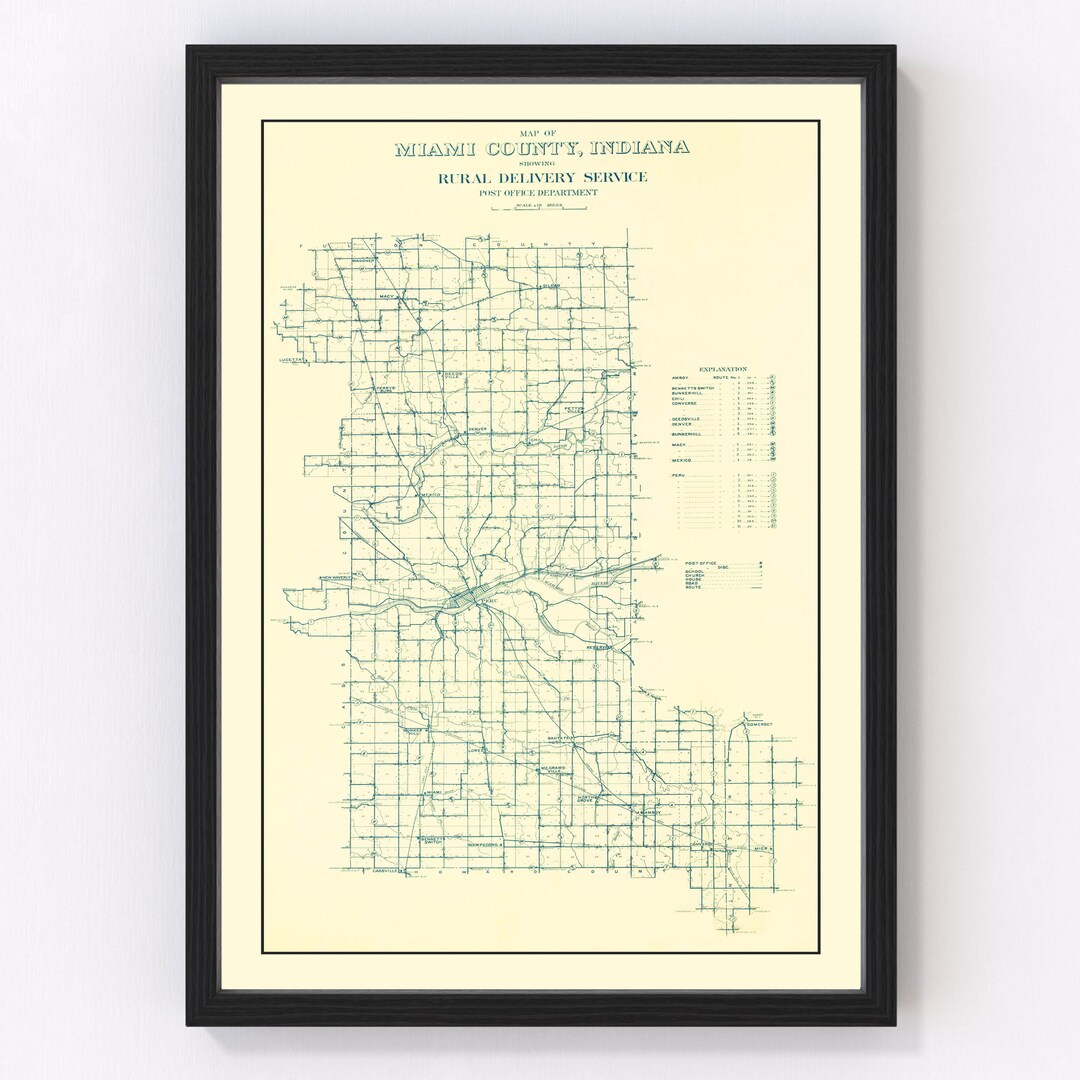 Miami County Map 1911, Vintage Miami County Map, Old Miami County ...