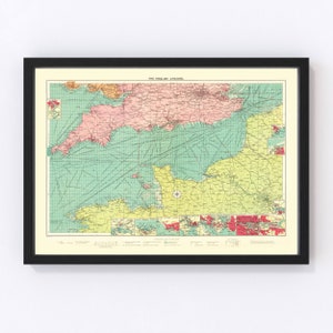 English Channel Map 1922, Vintage English Channel Map, Old English ...