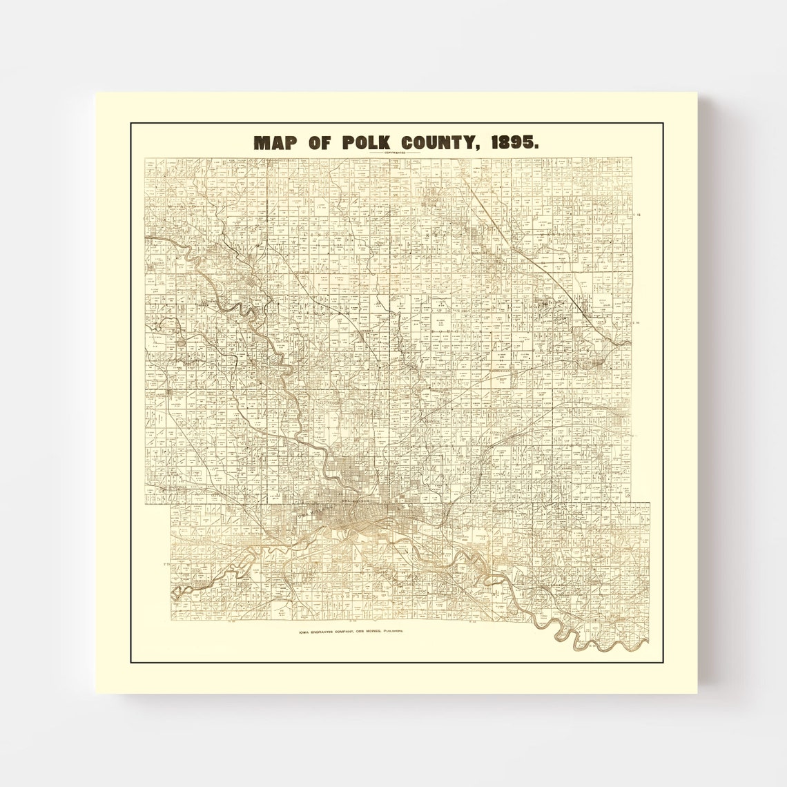 Pok County Iowa Map 1895 Old Map of Pok County Iowa Art - Etsy