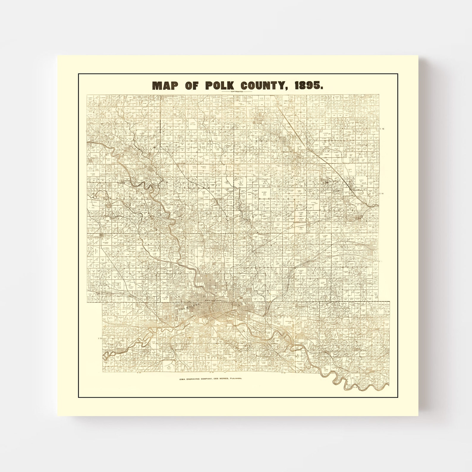 Pok County Iowa Map 1895 Old Map of Pok County Iowa Art - Etsy