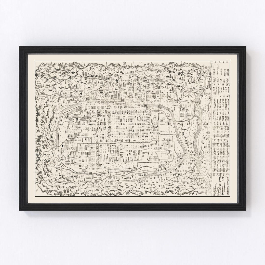 Kyoto Map 1812, Vintage Kyoto Map, Old Kyoto Art, Wall Art Gift for ...