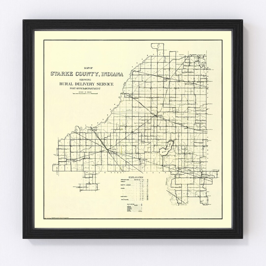 Starke County Map 1909, Vintage Starke County Map, Old Starke County ...