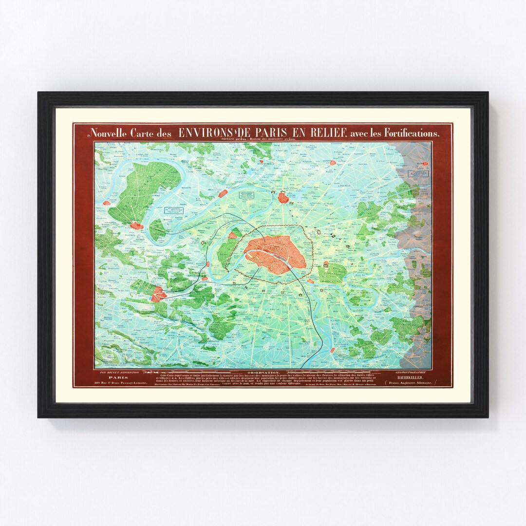 Paris Map 1843, Vintage Paris Map, Old Paris Art, Wall Art Gift for ...