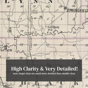 Posey County Map 1876, Vintage Posey County Map, Old Posey County ...