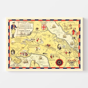 Jamestown Map 1930 - Old Map of Jamestown Virginia Art Vintage Print ...