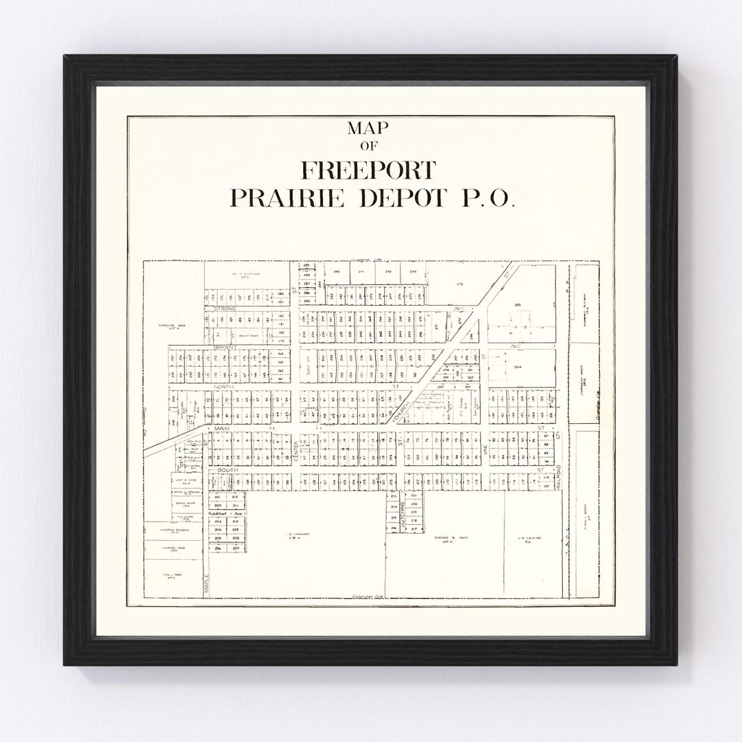 Freeport Map 1912, Vintage Freeport Map, Old Freeport Ohio Art, Wall ...