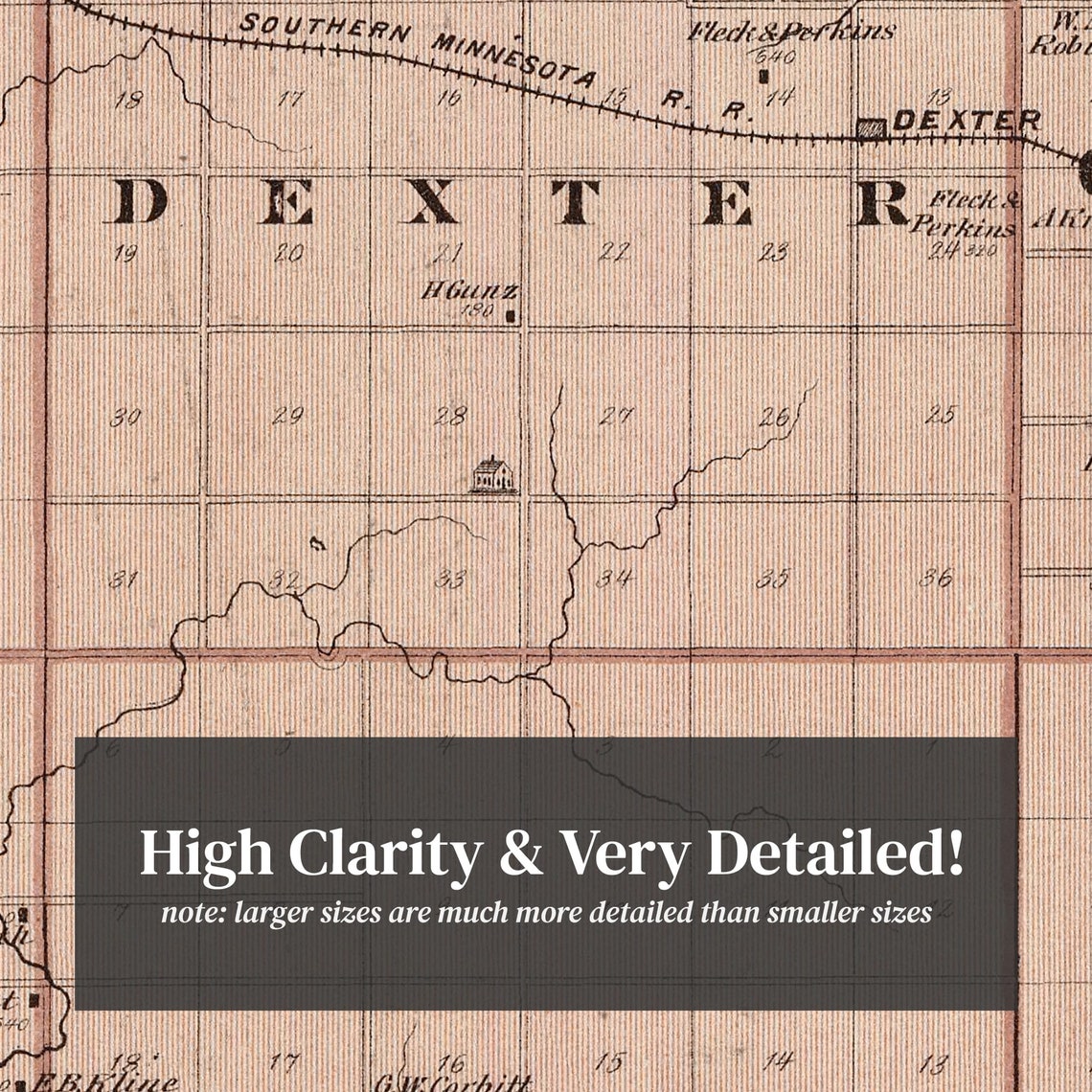 Mower County MN Map 1874 Old Map of Austin Minnesota Art - Etsy