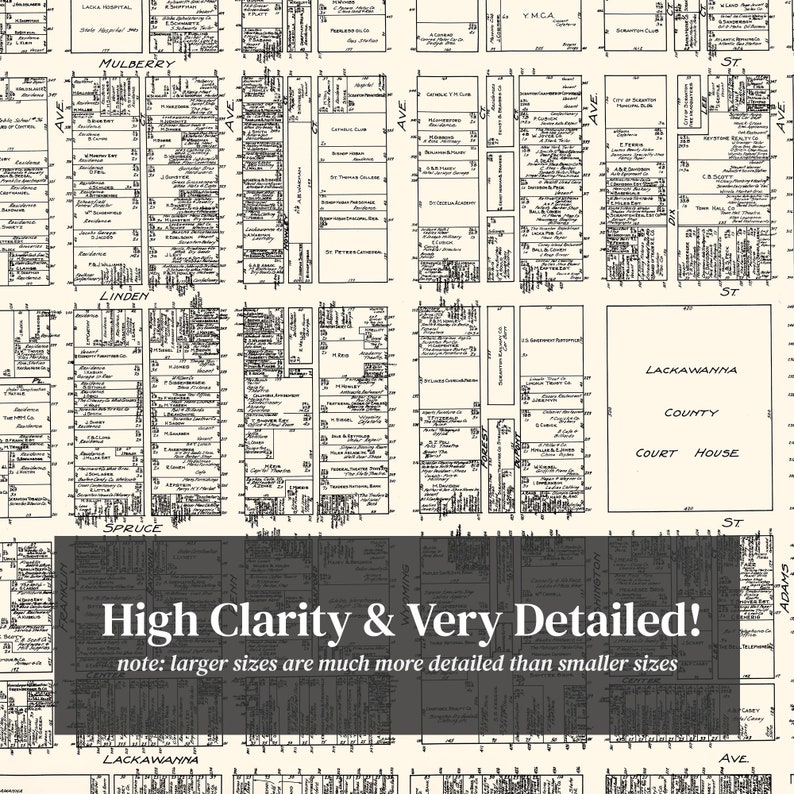 Scranton Map 1929 Old Map of Scranton Business Section - Etsy