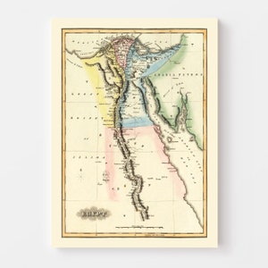Egypt Map 1823 Old Map of Egypt Art Print Framed Wall Art Vintage ...