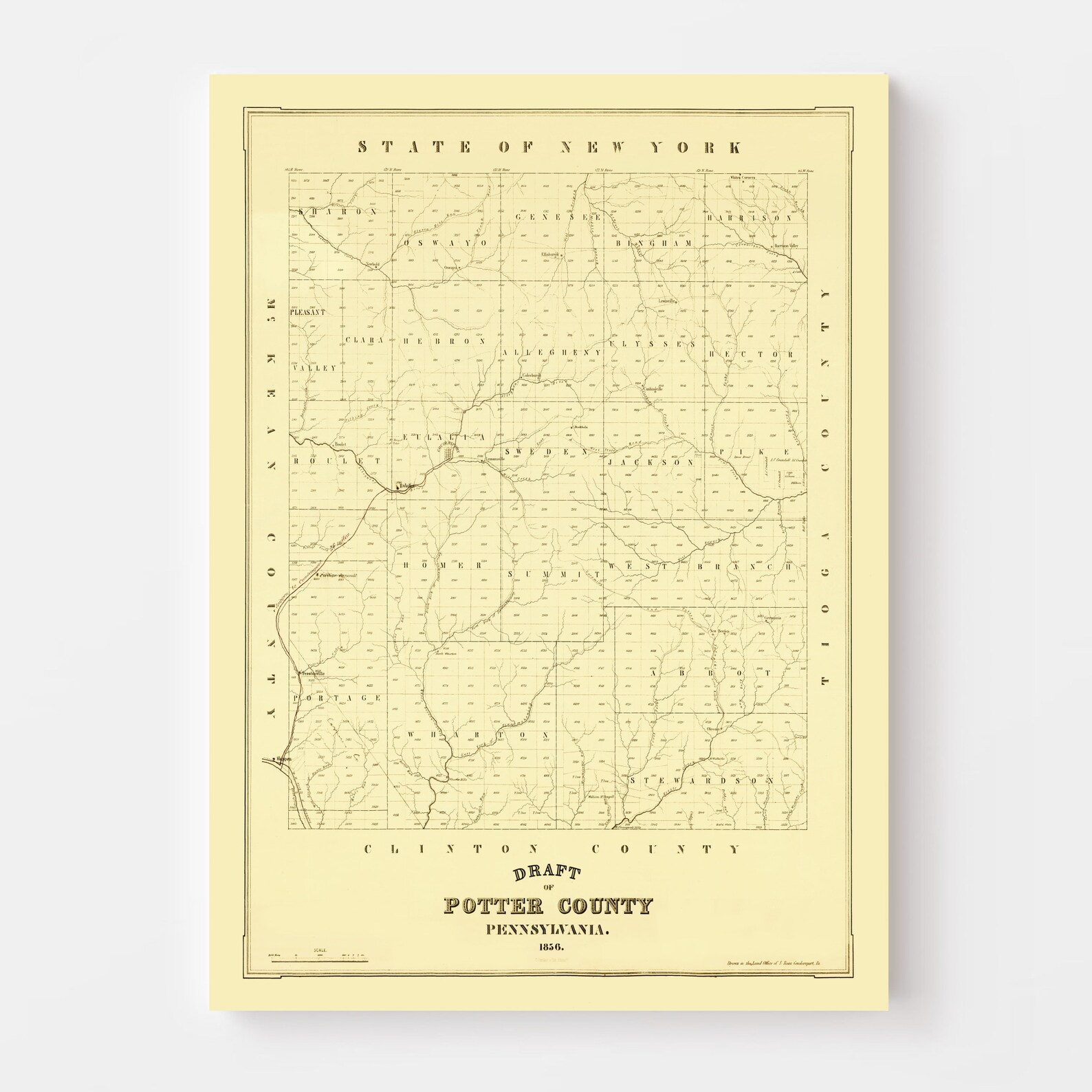 Potter County PA Map 1856 Old Map of Amarillo Pennsylvania - Etsy