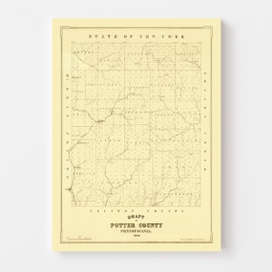 Potter County PA Map 1856 Old Map of Amarillo Pennsylvania Art Vintage ...