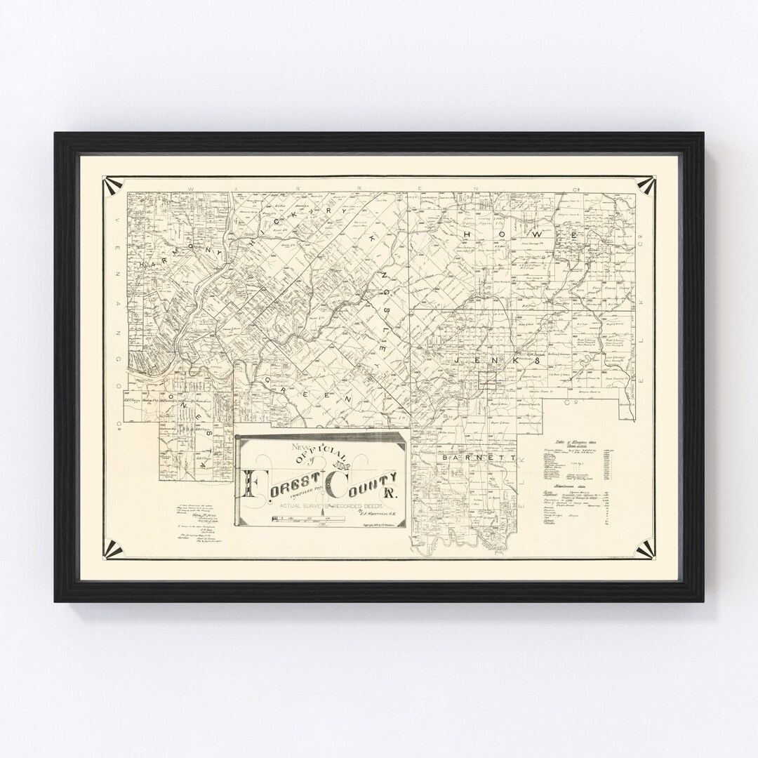 Forest County Map 1895, Vintage Forest County Map, Old Forest County ...