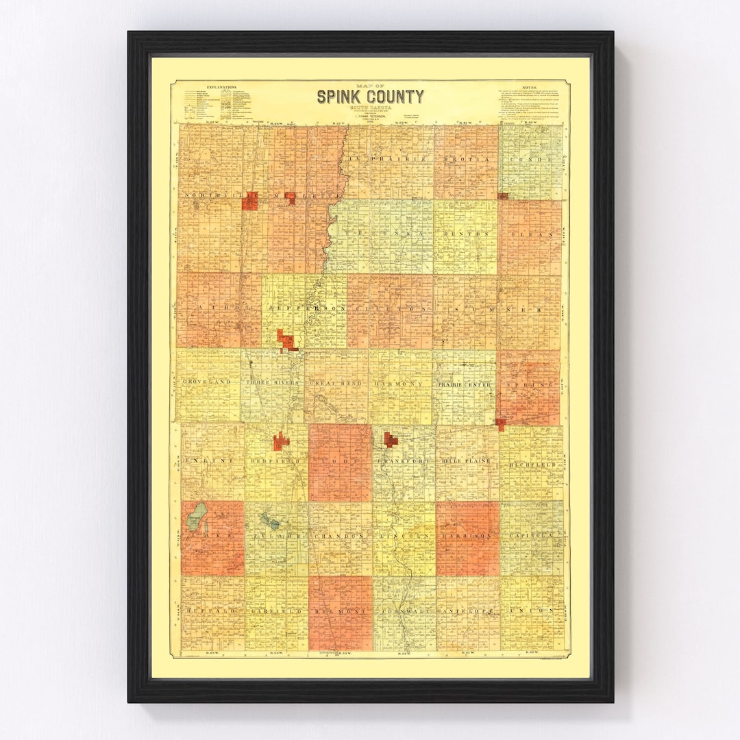 Spink County South Dakota Map 1899 Old Map of Spink County South Dakota ...