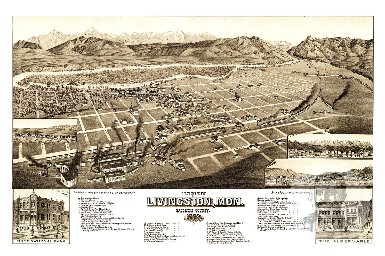 Vintage Livingston Map 1883 Old Map of Livingston Montana | Etsy