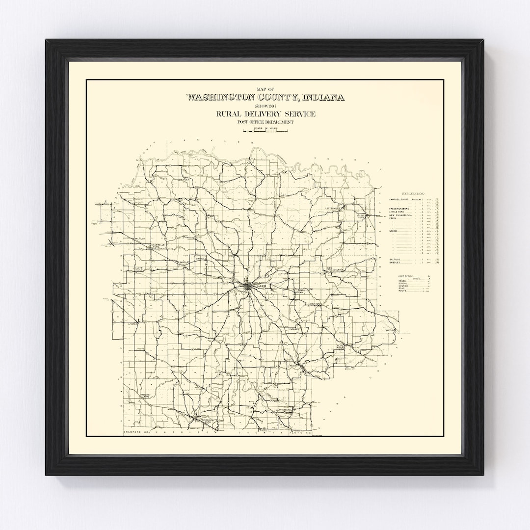 Washington County Map 1910, Vintage Washington County Map, Old ...