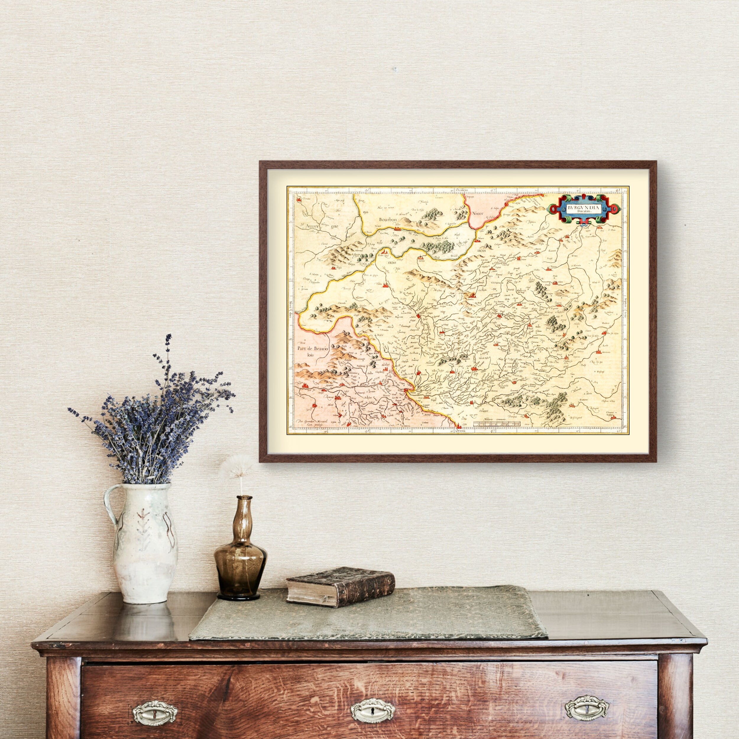 Burgundy Region of France Vintage Map From 1623 Old Region - Etsy