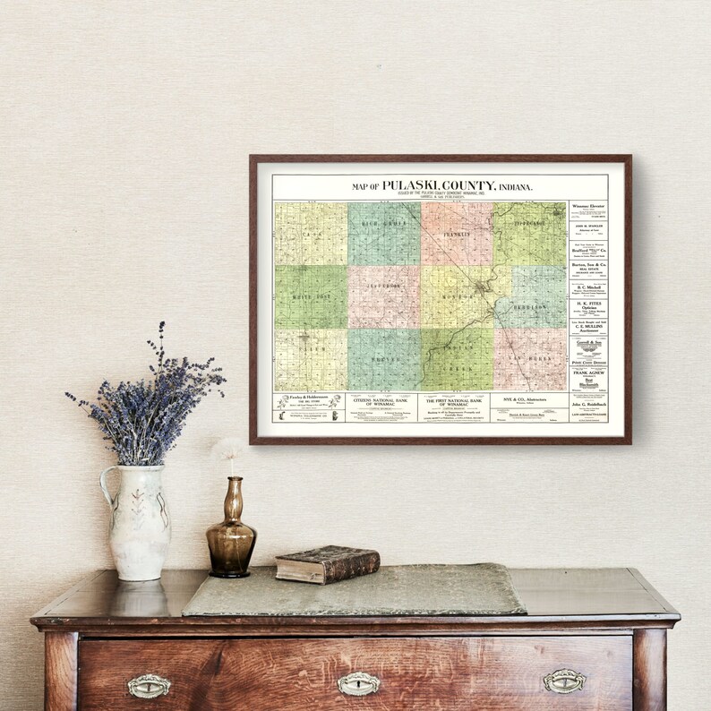 Pulaski County Indiana Map 1907 Old Map of Pulaski County - Etsy
