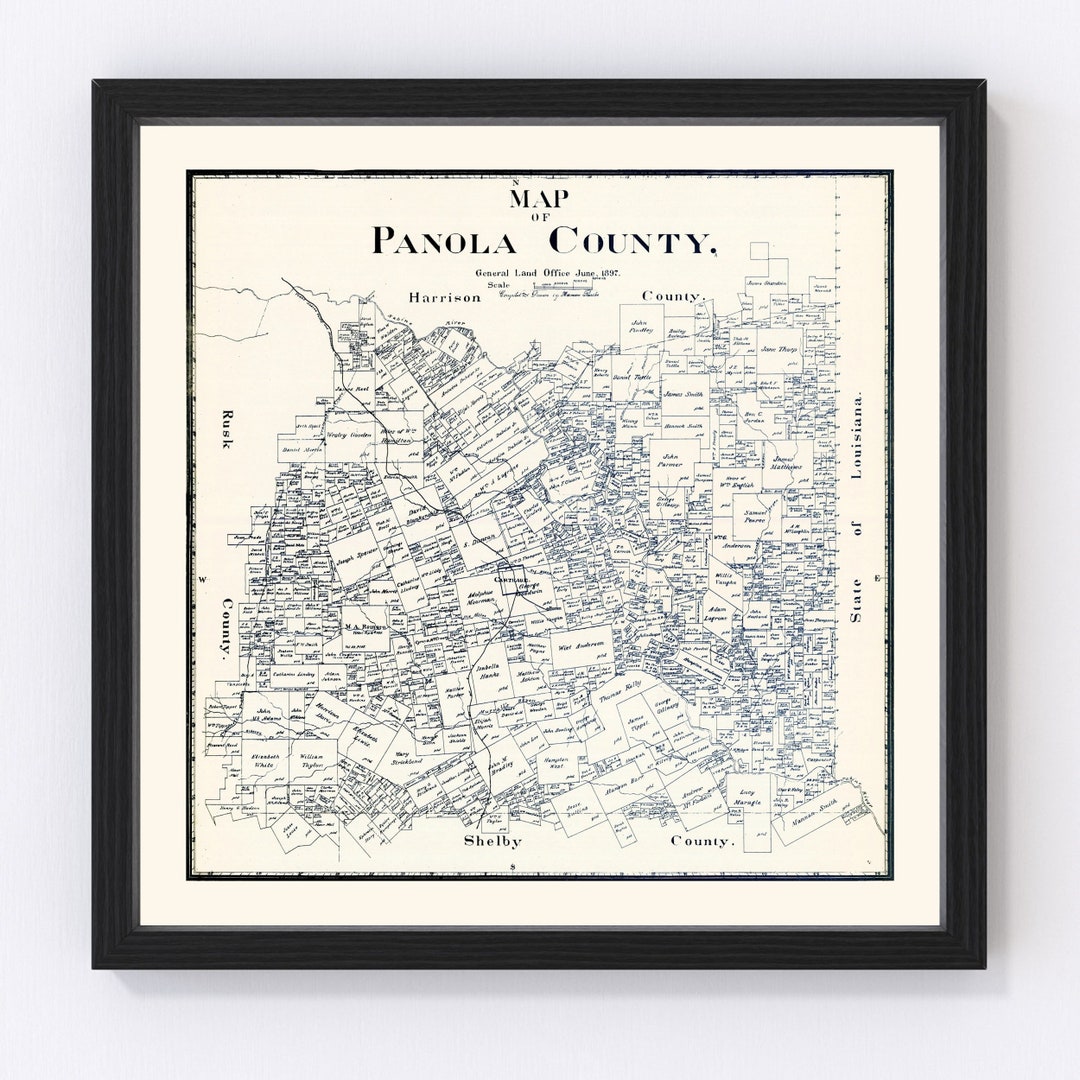 Panola County Texas Map 1897 Old Map of Panola County Texas Art Vintage ...