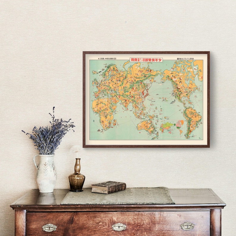 World Map 1933, Vintage World Map, Old World Art, Wall Art Gift for ...